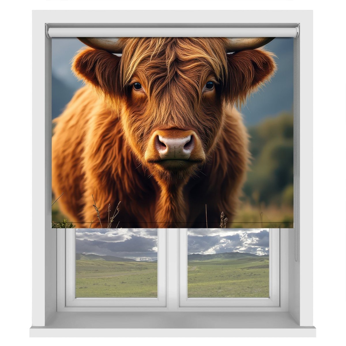 Made to Measure No Drill Window Blinds Highland Cow Animal Digital Art ...