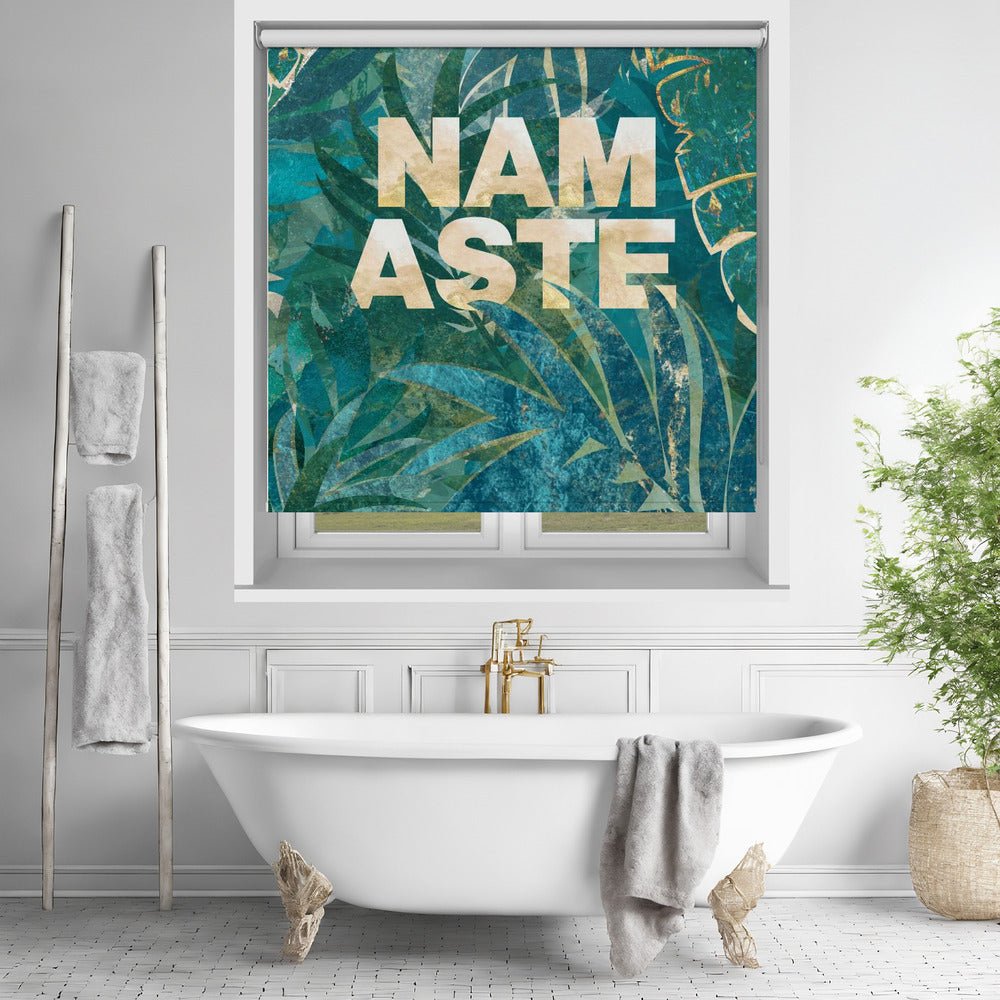 Block Out Blinds UK Custom Made Namaste typography Floral Printed ...