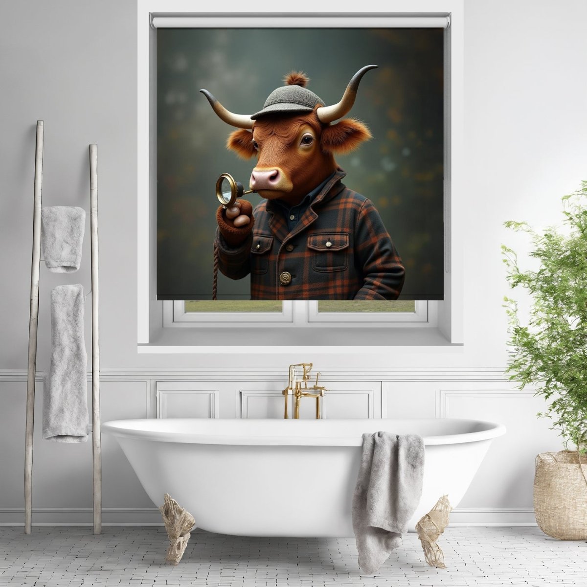 No Drill Blackout Blinds Made to Measure Highland Cow Detective Printed ...