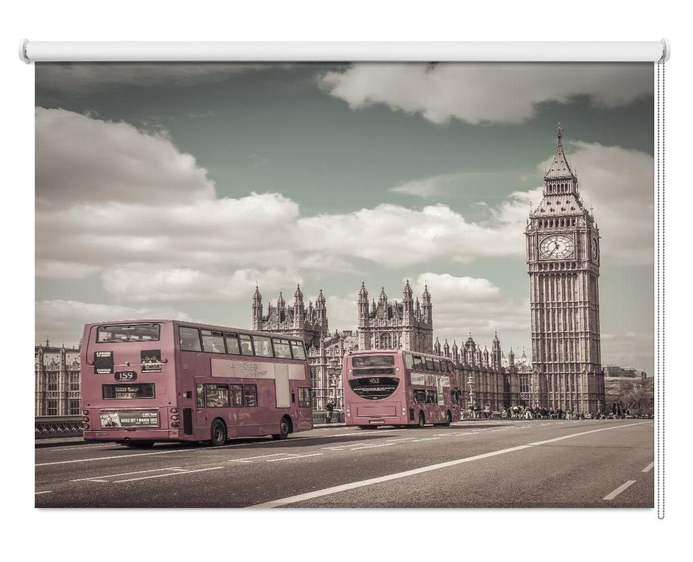Urban London Big Ben & Buses Printed Picture Photo Roller Blind - 1X27 ...