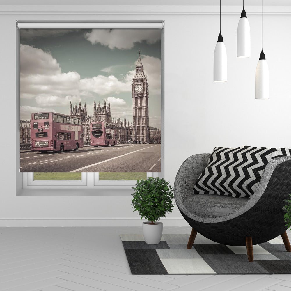 Urban London Big Ben & Buses Printed Picture Photo Roller Blind - 1X27 ...