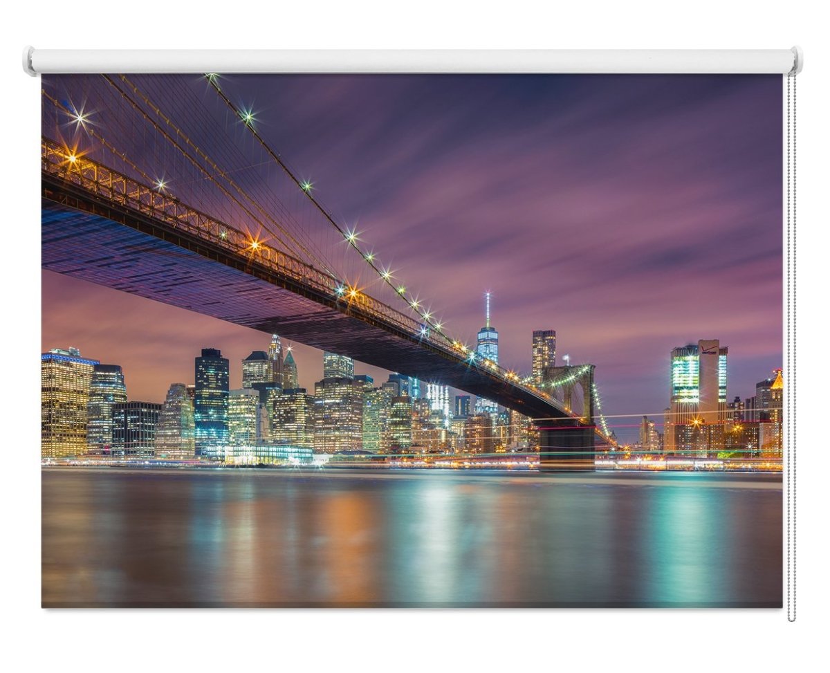 Brooklyn Bridge At Night Printed Roller Blind | Photo Picture Window ...