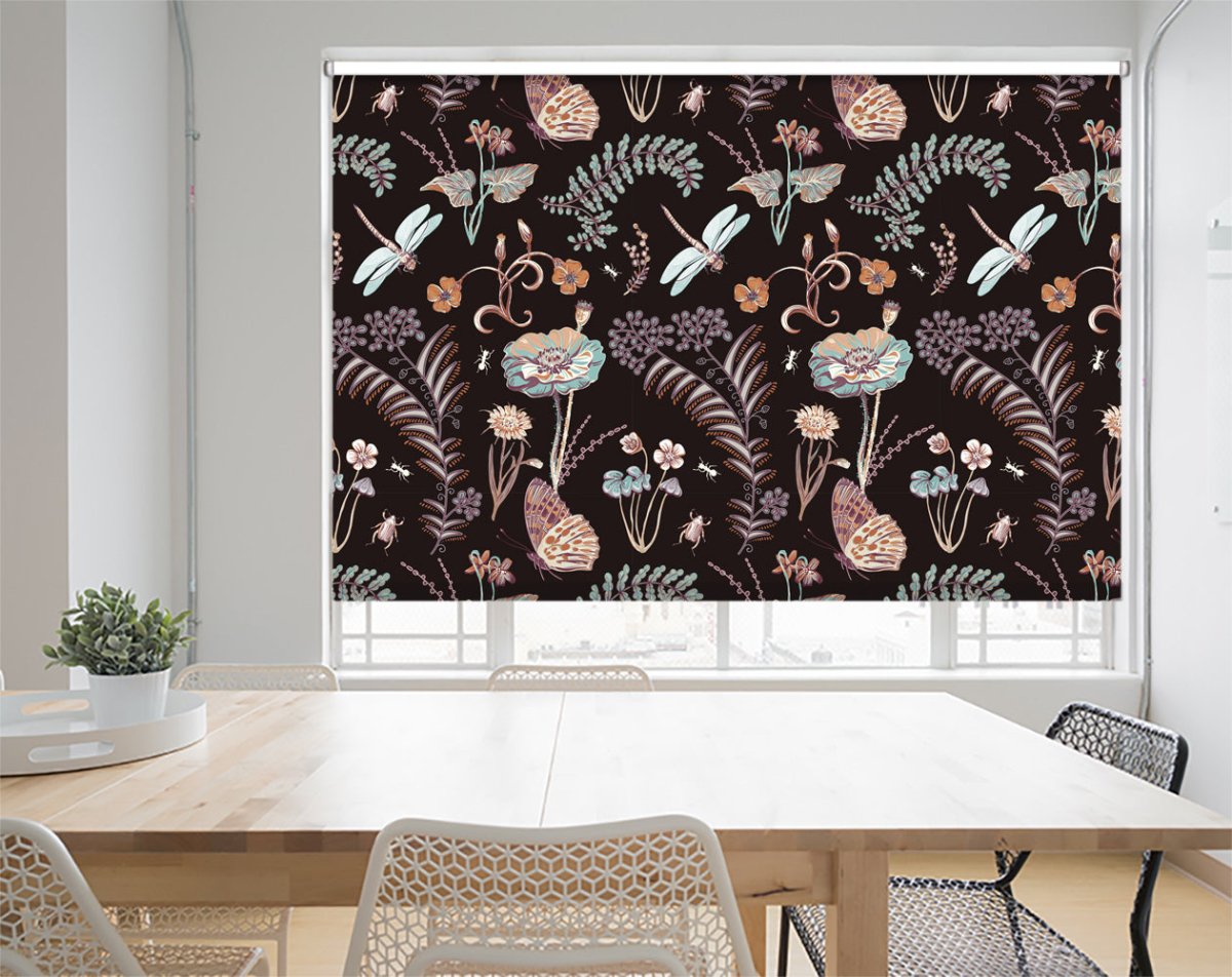 Colorful Seamless Pattern Black Background Floral Wallpaper Pattern ...