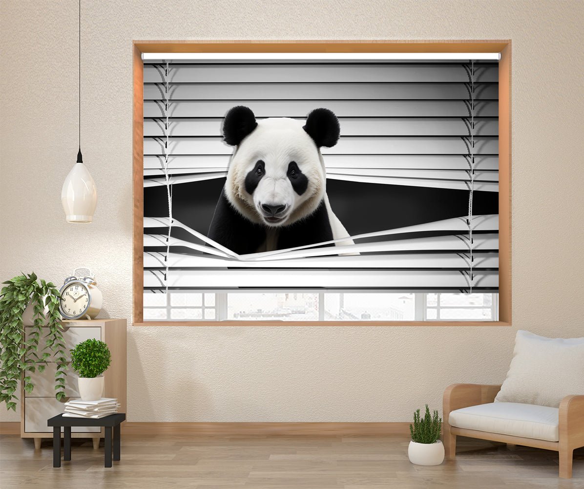 The Panda peeking Animal Blind Printed photo Blinds | Art fever Roller ...