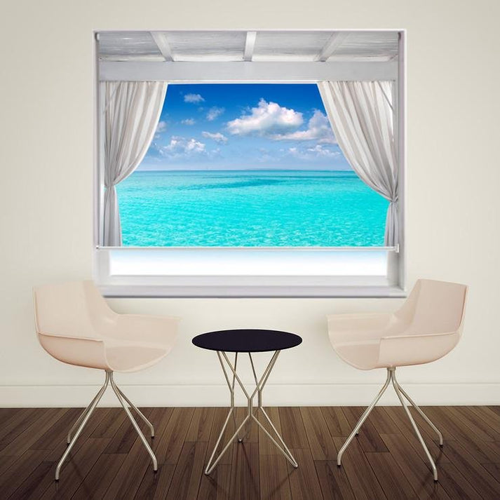 View out to the tropical Caribbean Sea Printed Picture Photo blinds ...